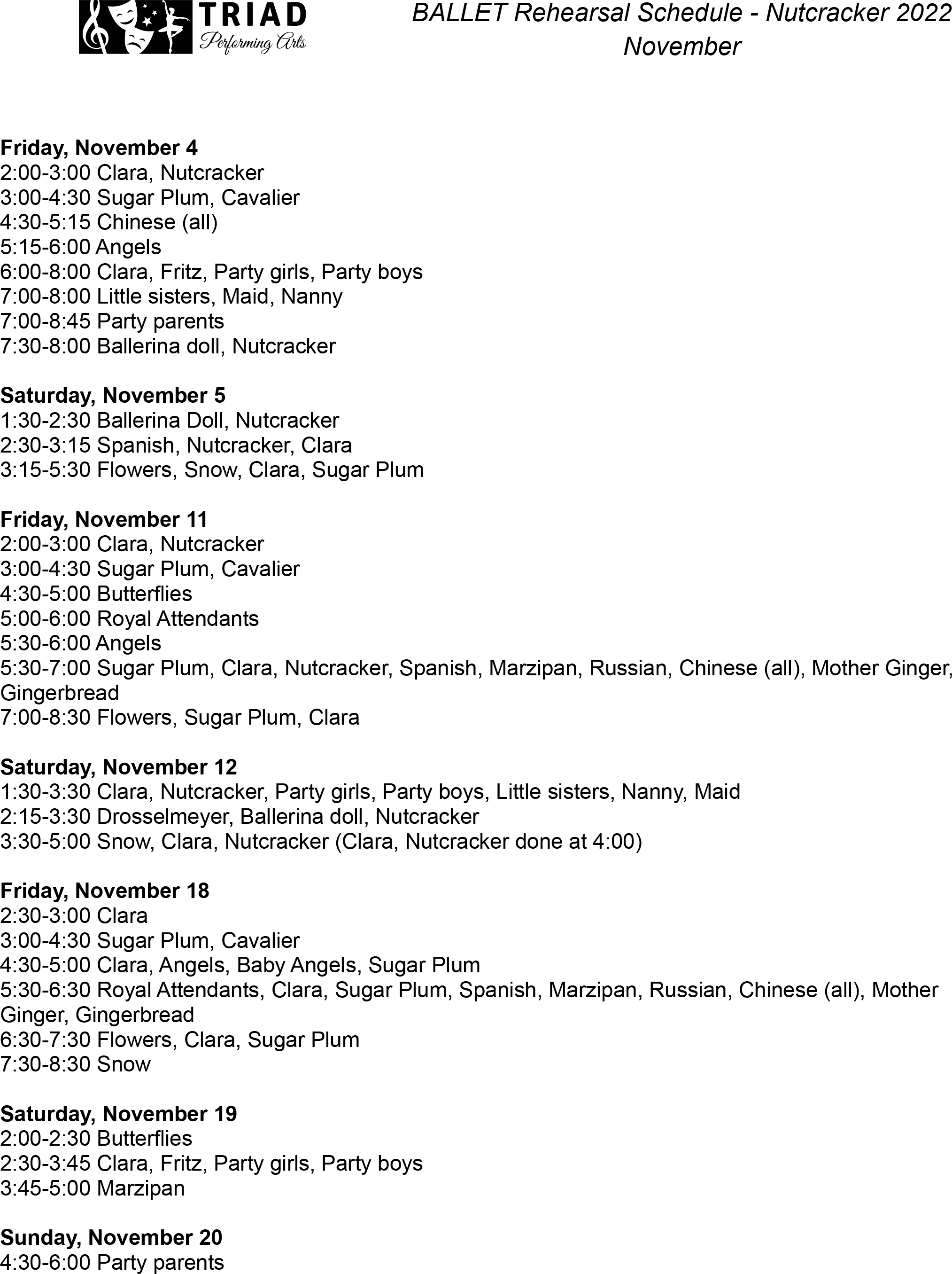 ballet-schedule-november-2022 – Triad Performing Arts